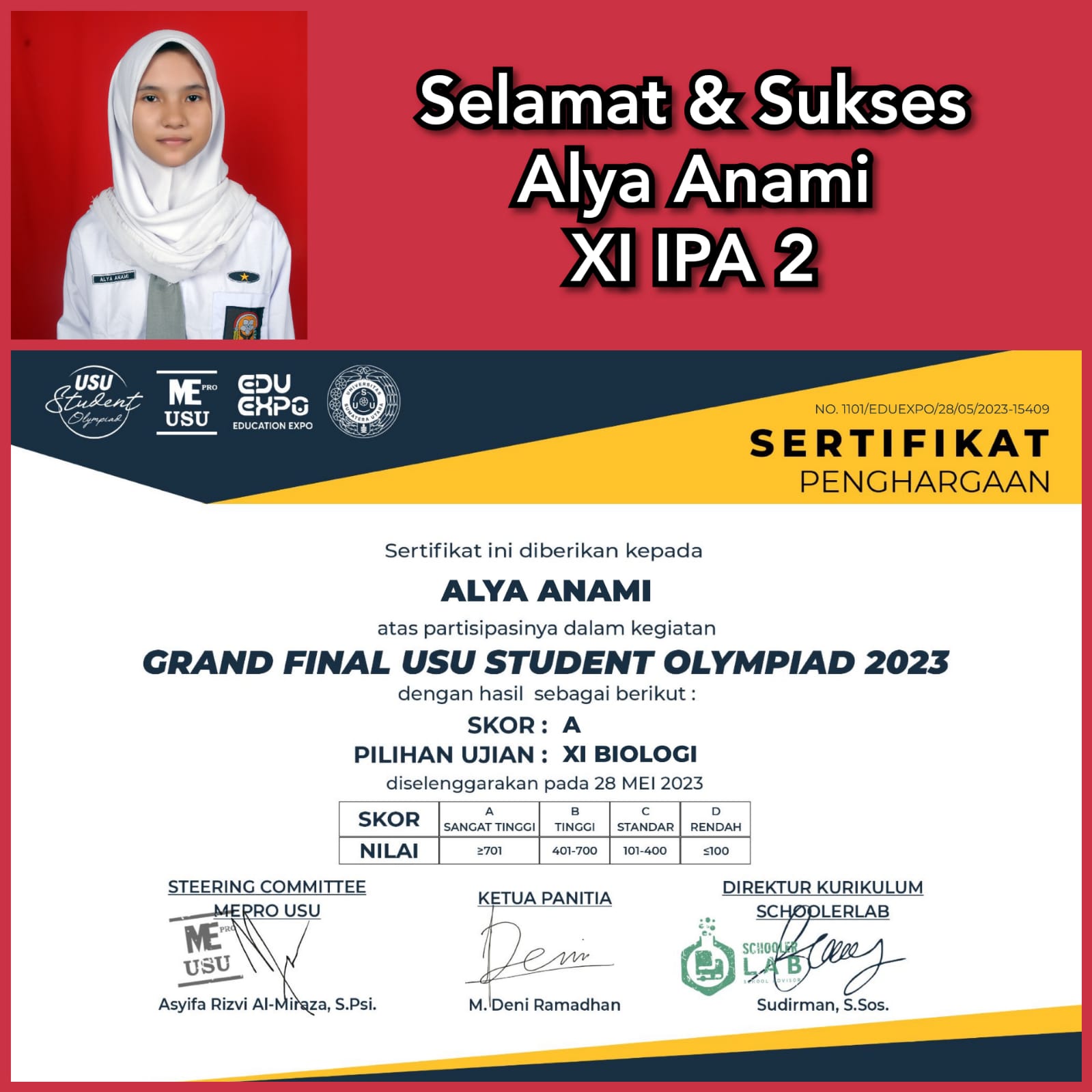 SELAMAT DAN SUKSES ALYA ANAMI IPA2 - Sekolah Harapan Mandiri